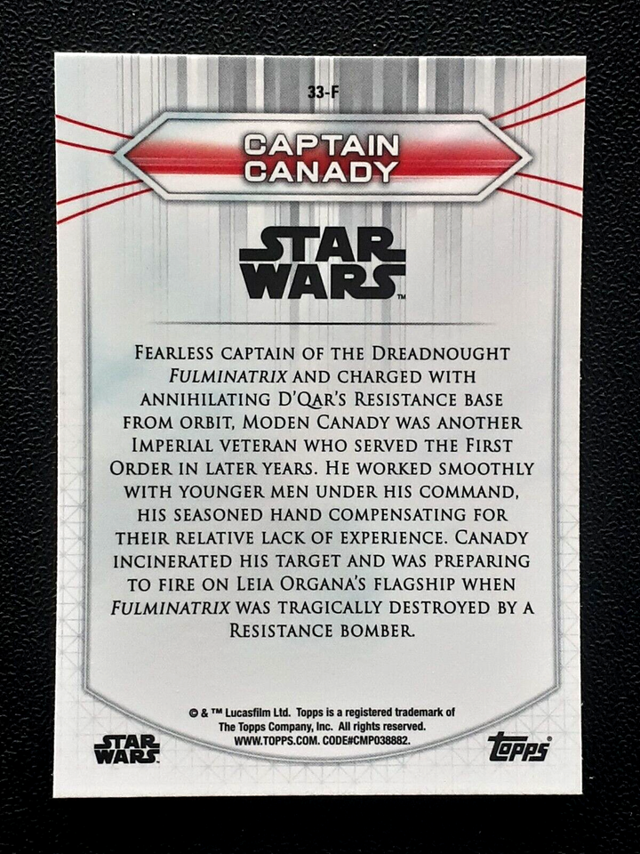 CAPTAIN CANADY 2020 TOPPS STAR WARS CHROME PERSPECTIVES NO 33-F 35446 ...