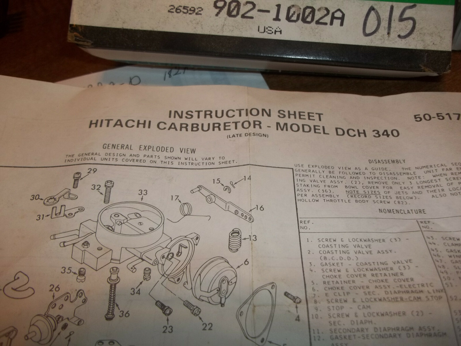 Carter Zip Kit 902-11002A Hitachi Carburetor model DCH-340 2 bbl. | eBay