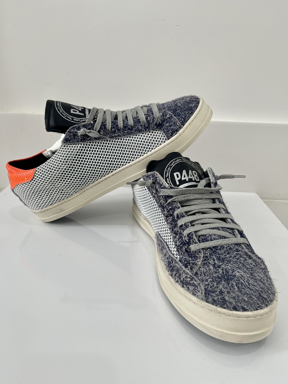 P448 John Sneakers/Shoes Italy. Blue Suede Neon Orange Unisex EU 41 ...