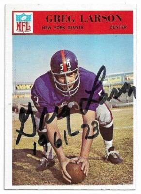 GREG LARSON 1966 Philadelphia Signed Autographed card #124 New York ...
