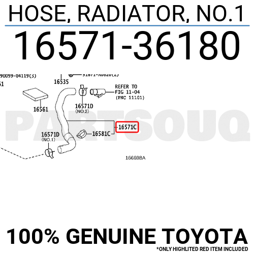 1657136180 Genuine Toyota HOSE, RADIATOR, NO.1 16571-36180 | eBay