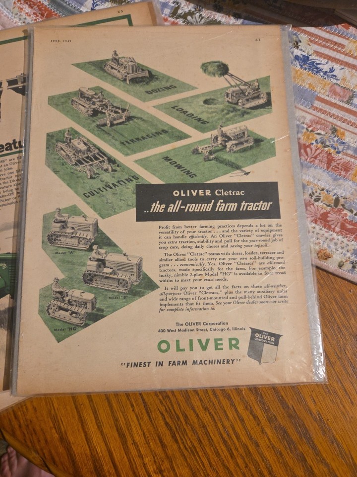 Oliver Farm Equipment Magazine Ad Lot of 8, Original | eBay