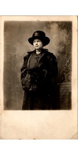 1907-15 Studio Portrait Postcard RPPC Fur Coat & Hat Fashion Divided ...