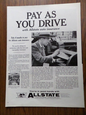 1958 Allstate Insurance Ad Pay as You Drive with Auto | eBay