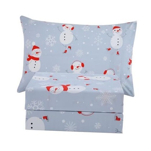 Kids Sheet Set Size, 3 Piece Blue Snowflakes Christmas Printed Twin ...