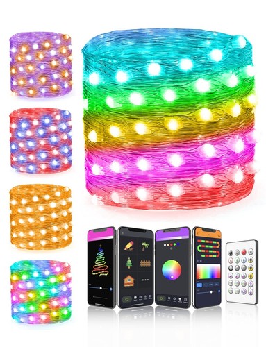 Smart RGB Fairy Lights, 33ft 66 LED App-Controlled, Dimmable Color ...