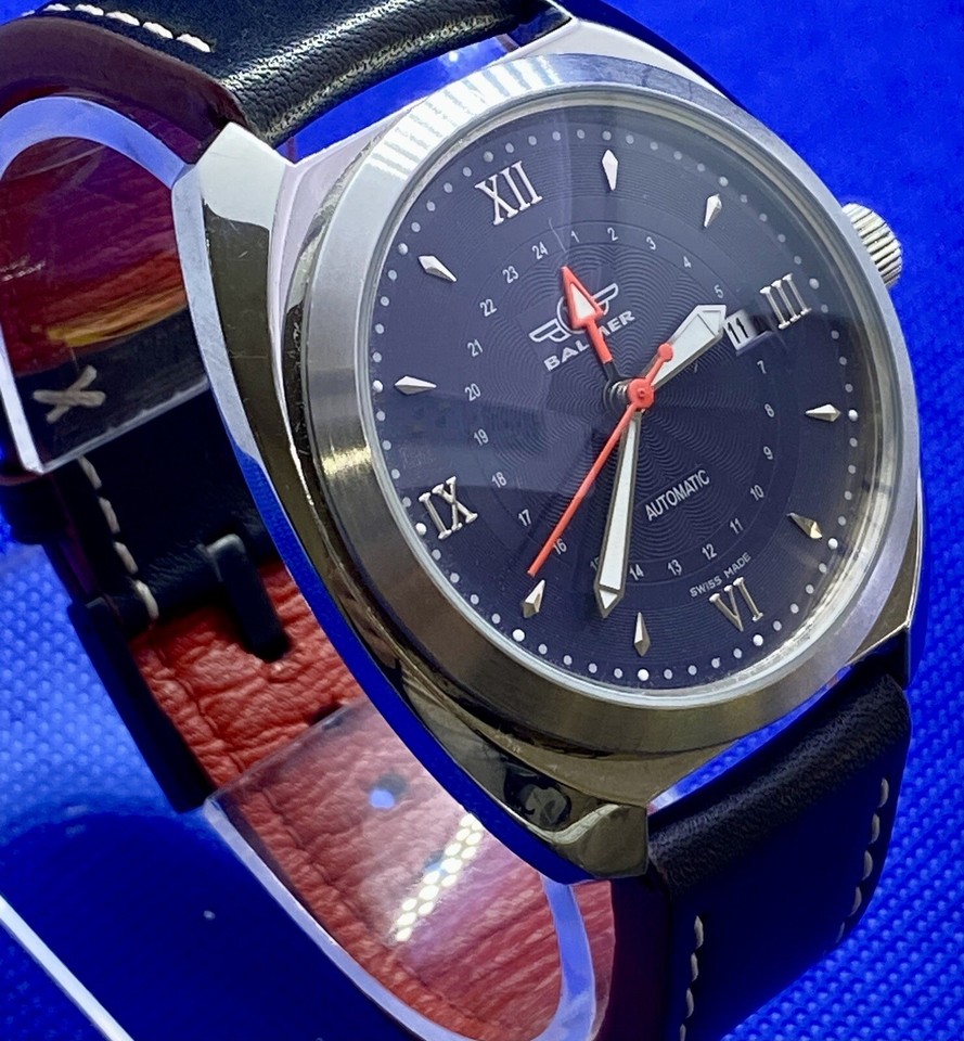 Balmer GMT Automatic Blue Dial 4452-SS Swiss Men | eBay