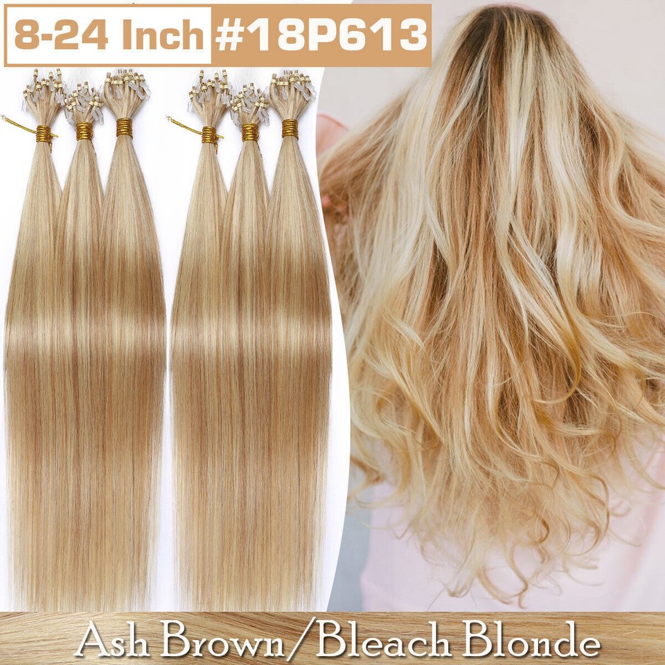 HOT Loop Micro Ring Link Hair Extensions Russian Real Human Hair Micro ...