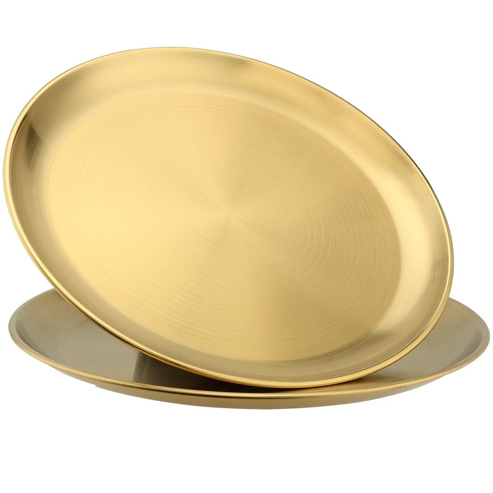 4 Pack 12 Inch Gold Stainless Steel Plates Round Gold Metal Dinner ...