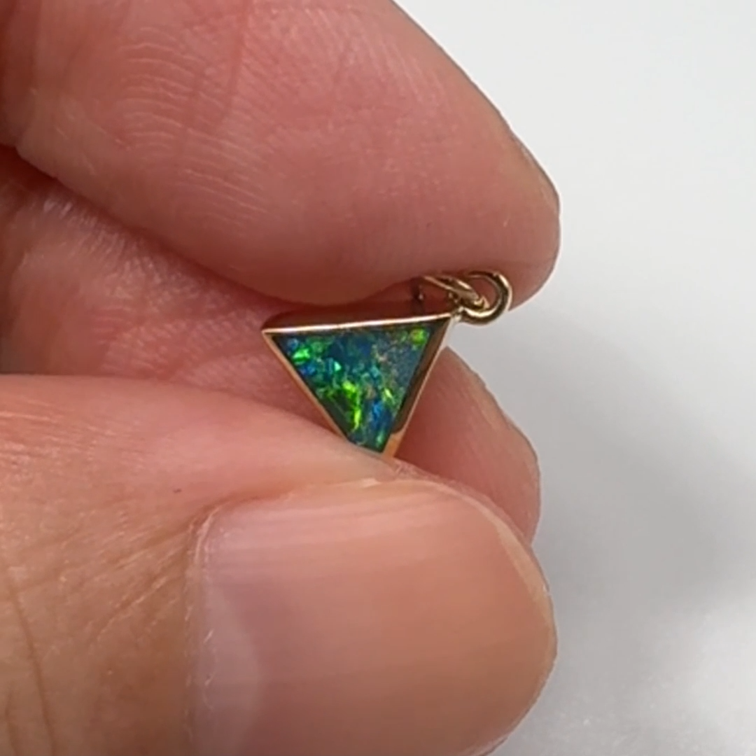 Minimalist Triangle Australian Doublet Opal Pendant ONLY 14K Yellow ...