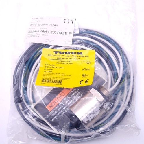 Turck GKDF 32-3M/14.75/NPT D-Size 1-3/8" Female Receptacle 3-Pin ...