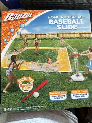Banzai Home Run Splash Baseball Slide Kids 14 feet x 14 feet Backyard ...