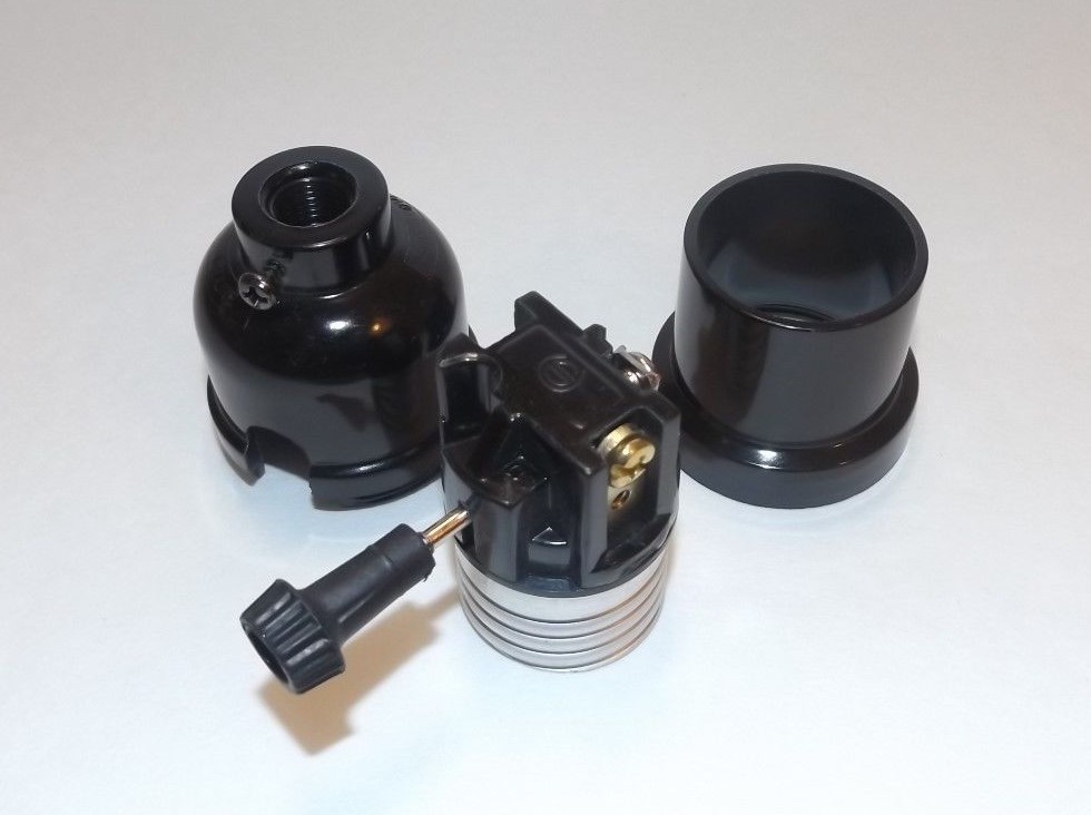 3-WAY TURN KNOB PHENOLIC LAMP SOCKET MEDIUM BASE E26 LAMP PART NEW ...