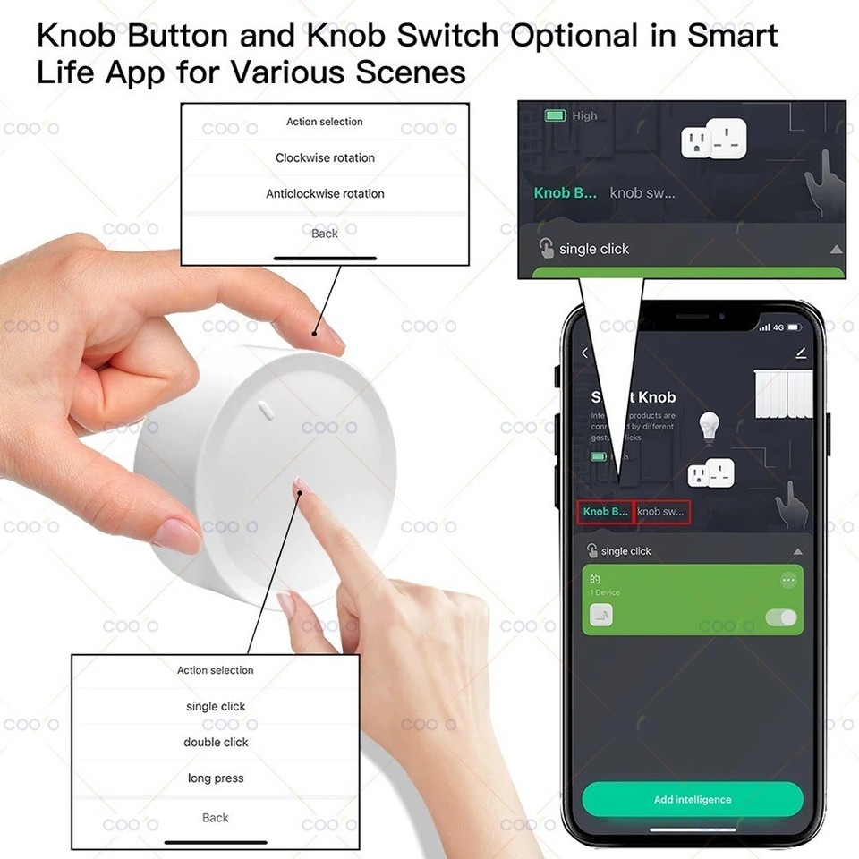 Tuya Zigbee Smart Knob Switch Wireless Scene Button Rotatable Dimmer ...