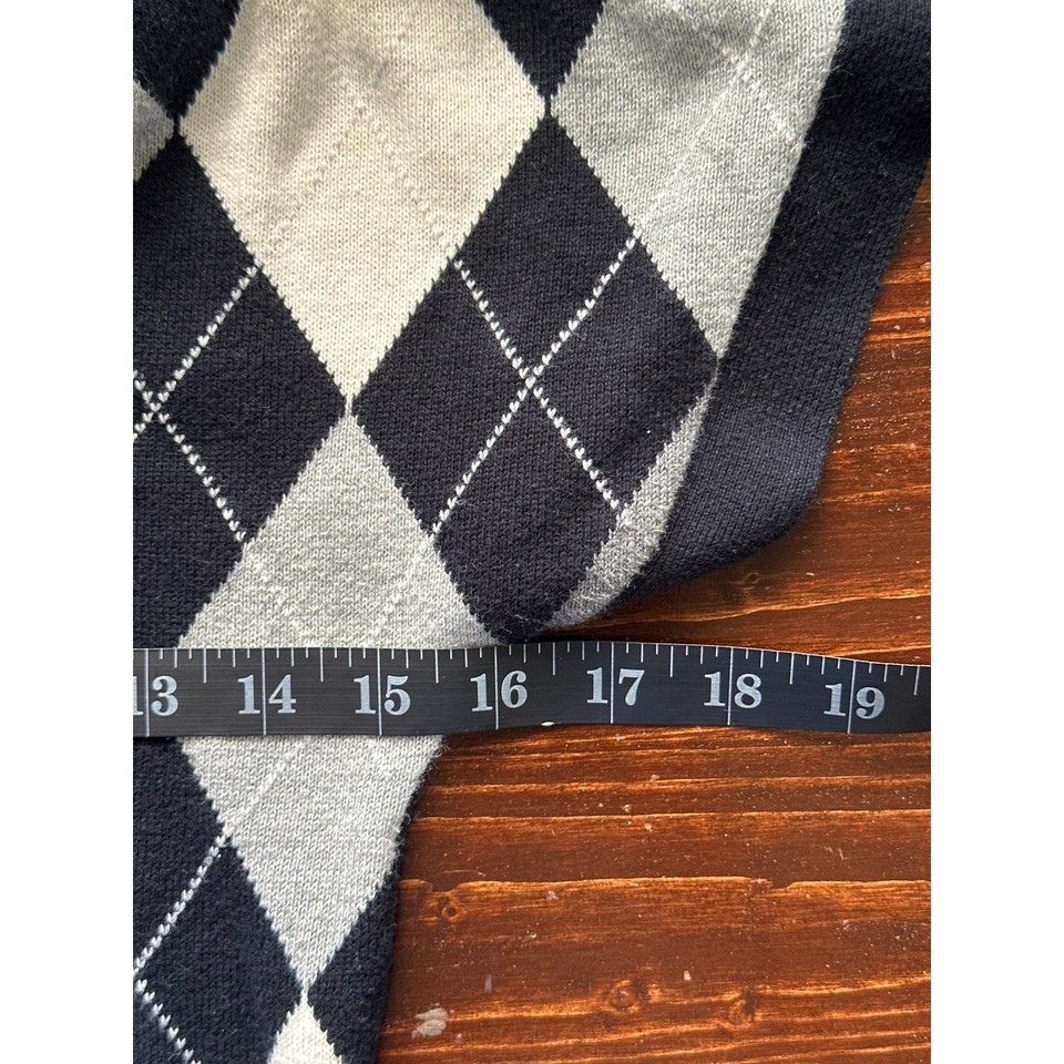 VTG Y2K Body Central Classic Argyle Cowl Neck Tunic Sweater S Black Preppy City | eBay