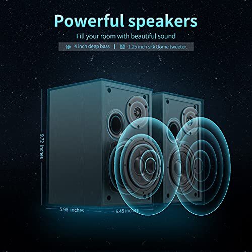Bookshelf Speakers, 4 Inch Powered Bookshelf Speakers with Deep Bass ...