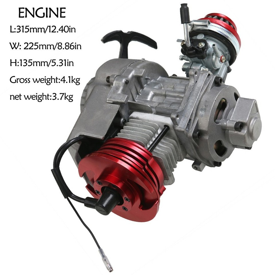 49cc 50cc Big Bore 2 Stroke Engine Electric Start Motor Pocket Bike ATV ...