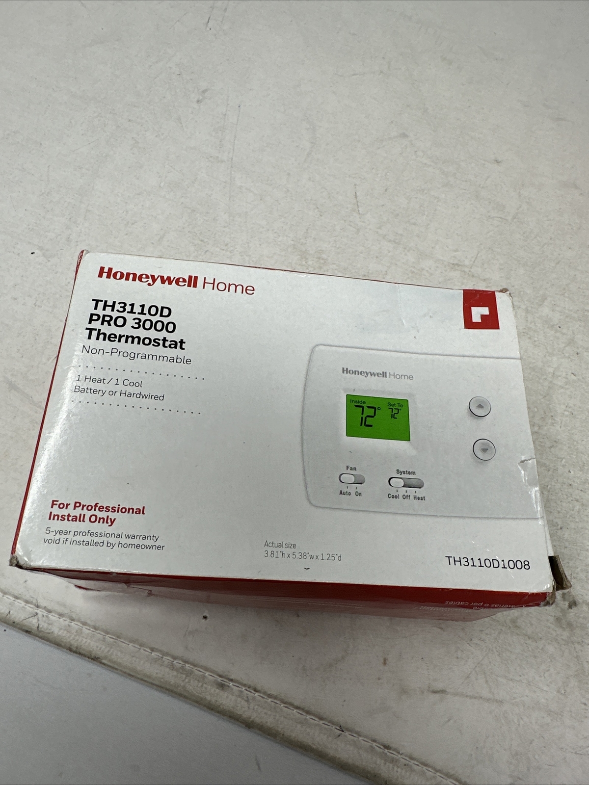 Honeywell PRO 3000 Non-Prog. Digital Thermostat TH3110D1008 NIB/FREE ...