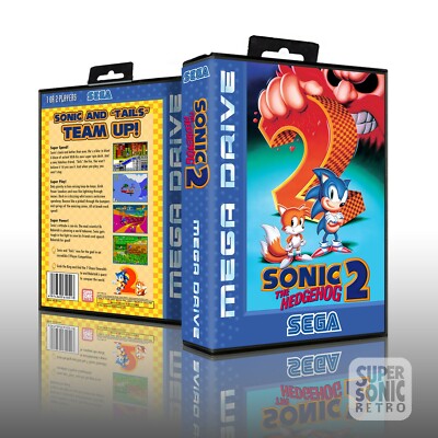 Sonic The Hedgehog 2 Custom Cover Sega Mega Drive Box Art Replacement ...