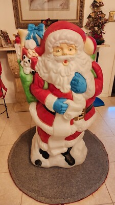 Vtg. 42" Santa’s Best Santa Large Lighted Blow Mold w/ Presents & List ...