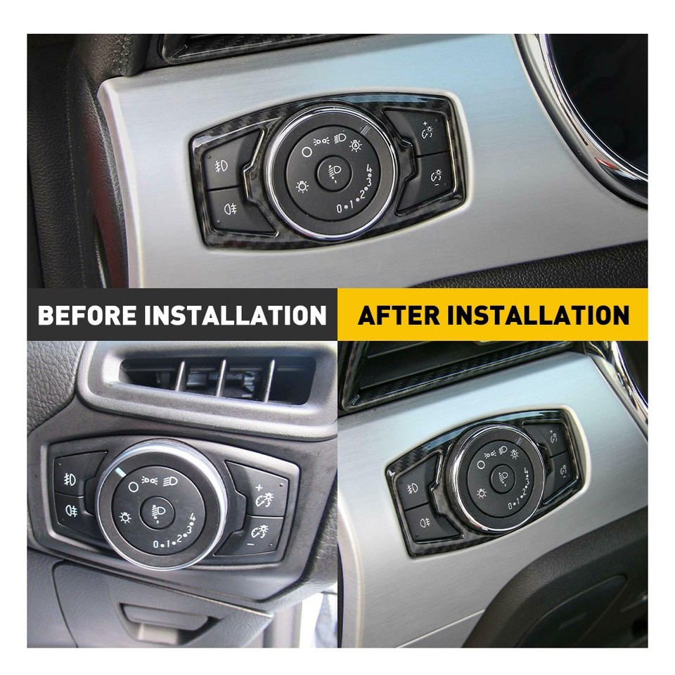 1/2set Switch Headlight Decor Trim for Cover Ford F150/Mustang Carbon 2015-2019 | eBay