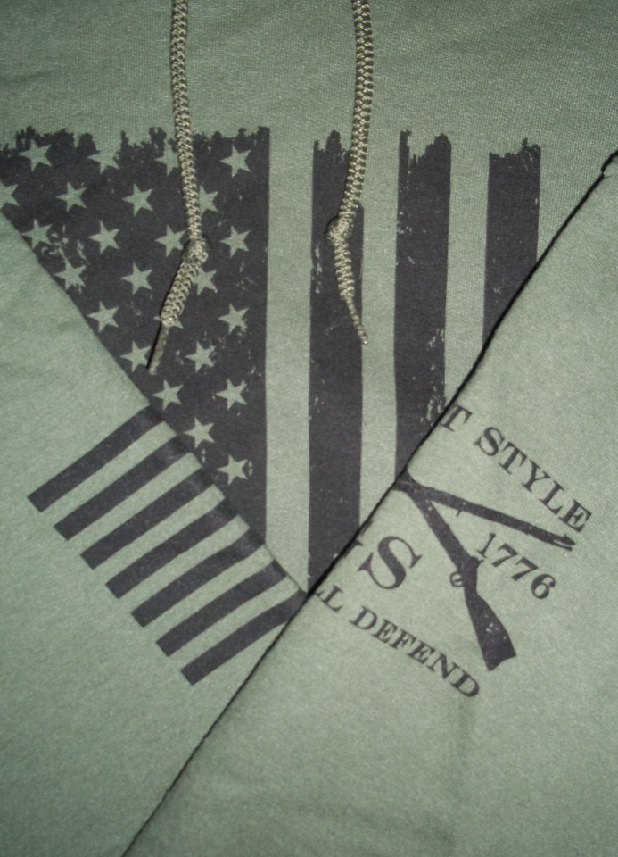 GRUNT STYLE GREEN RIFLE FLAG PULLOVER HOODIE MENS SIZE XXLARGE XXL NWOT ...