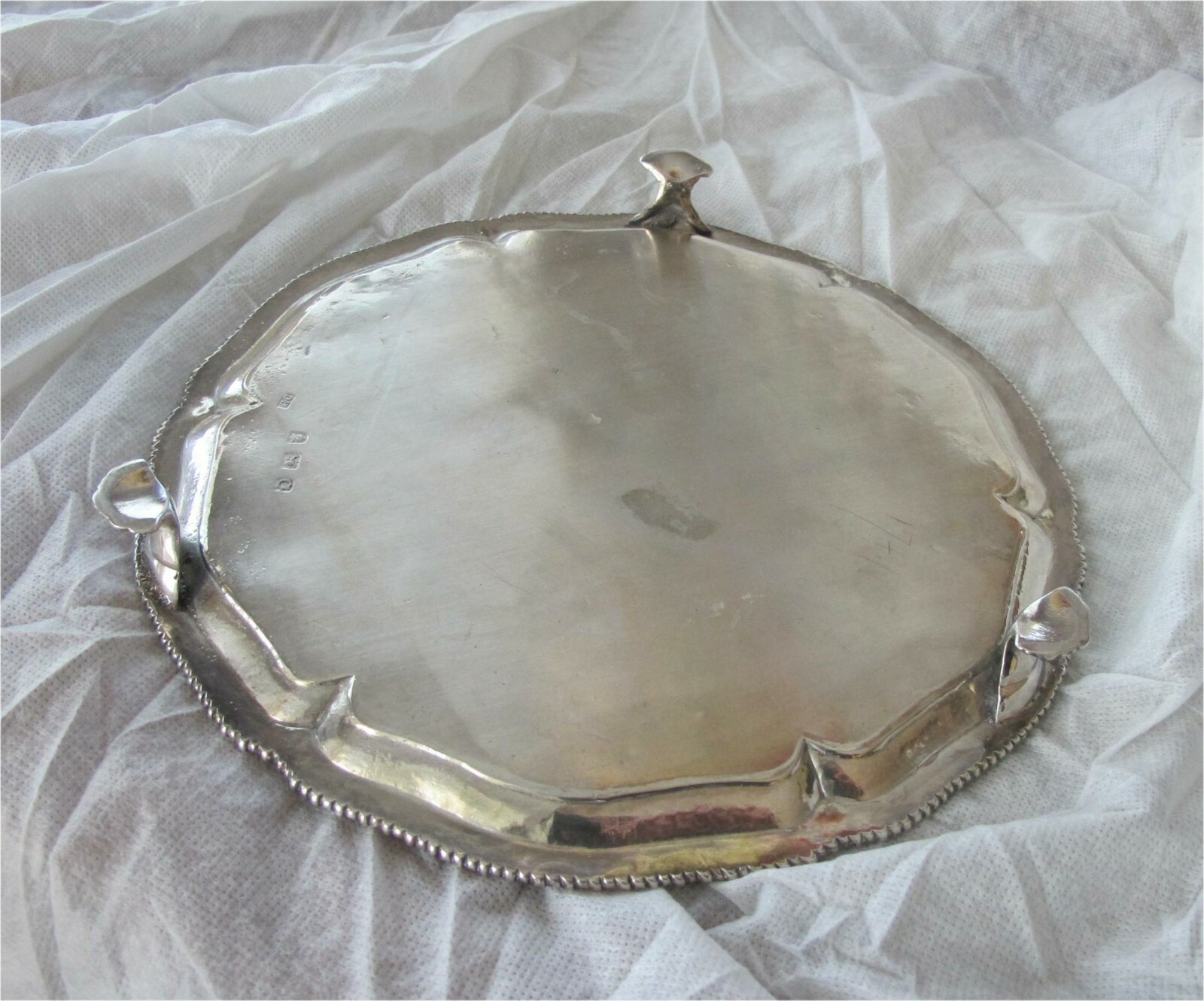 1769 Georgian Heavy Sterling Silver Salver Tray Wine London Ebenezer ...