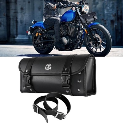 Motorcycle Front Fork Tool Bag Leather Black Handlebar Saddlebags ...
