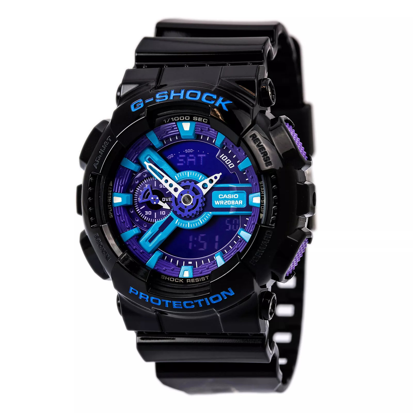 Casio GA110HC-1A Men's G-Shock X-Large Anti-Magnetic World Timer Blue ...