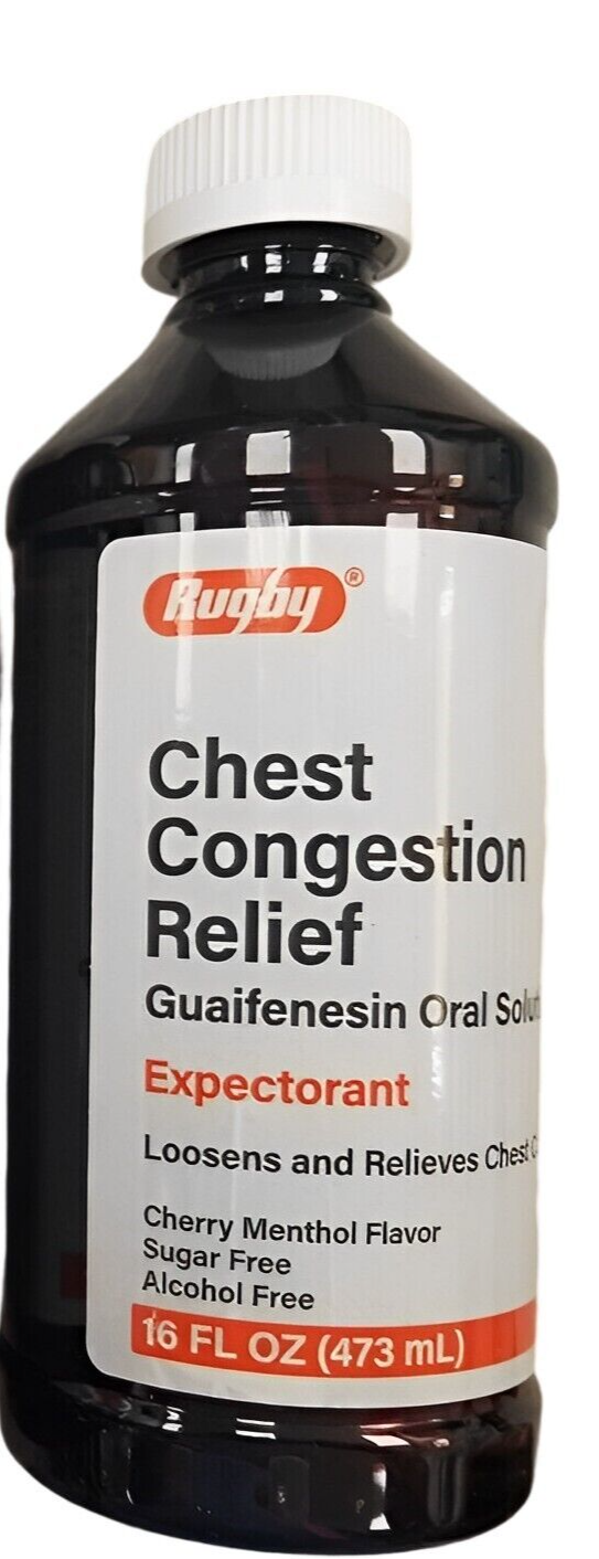 Rugby Chest Congestion Relief Guaifenesin Expectorant Syrup 16oz ...