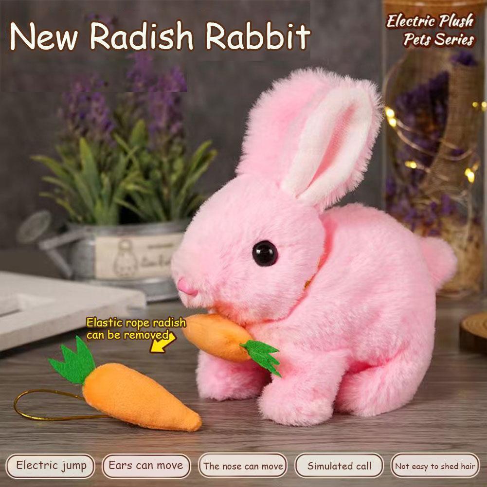 Electric Plush Rabbit Toy Walking Jumping Squeaking Stuffed Wagging ...
