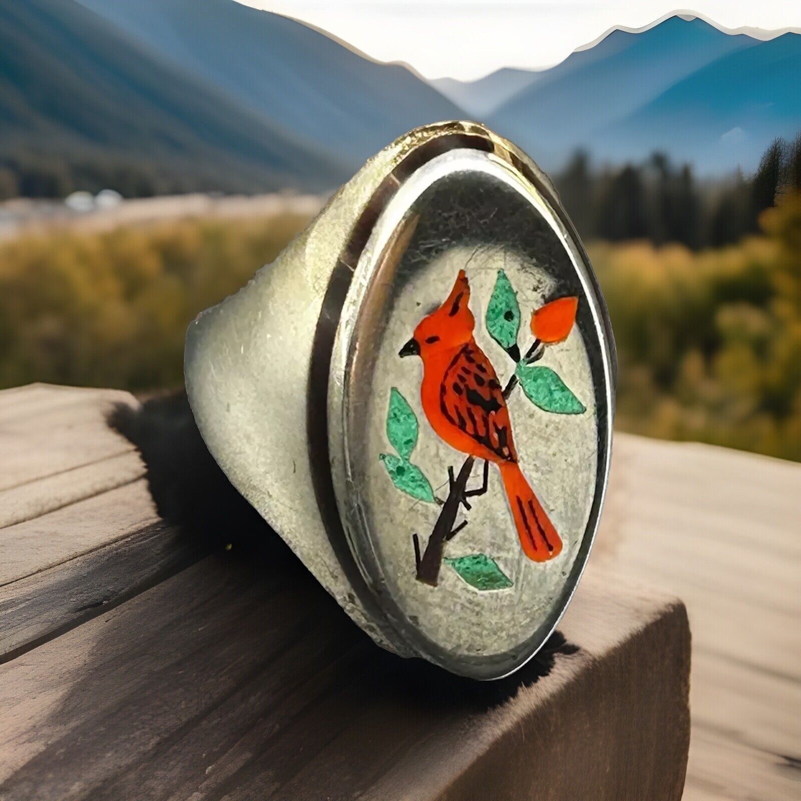 Vintage Zuni Ray Boyd Navajo Native American Red Card… - Gem