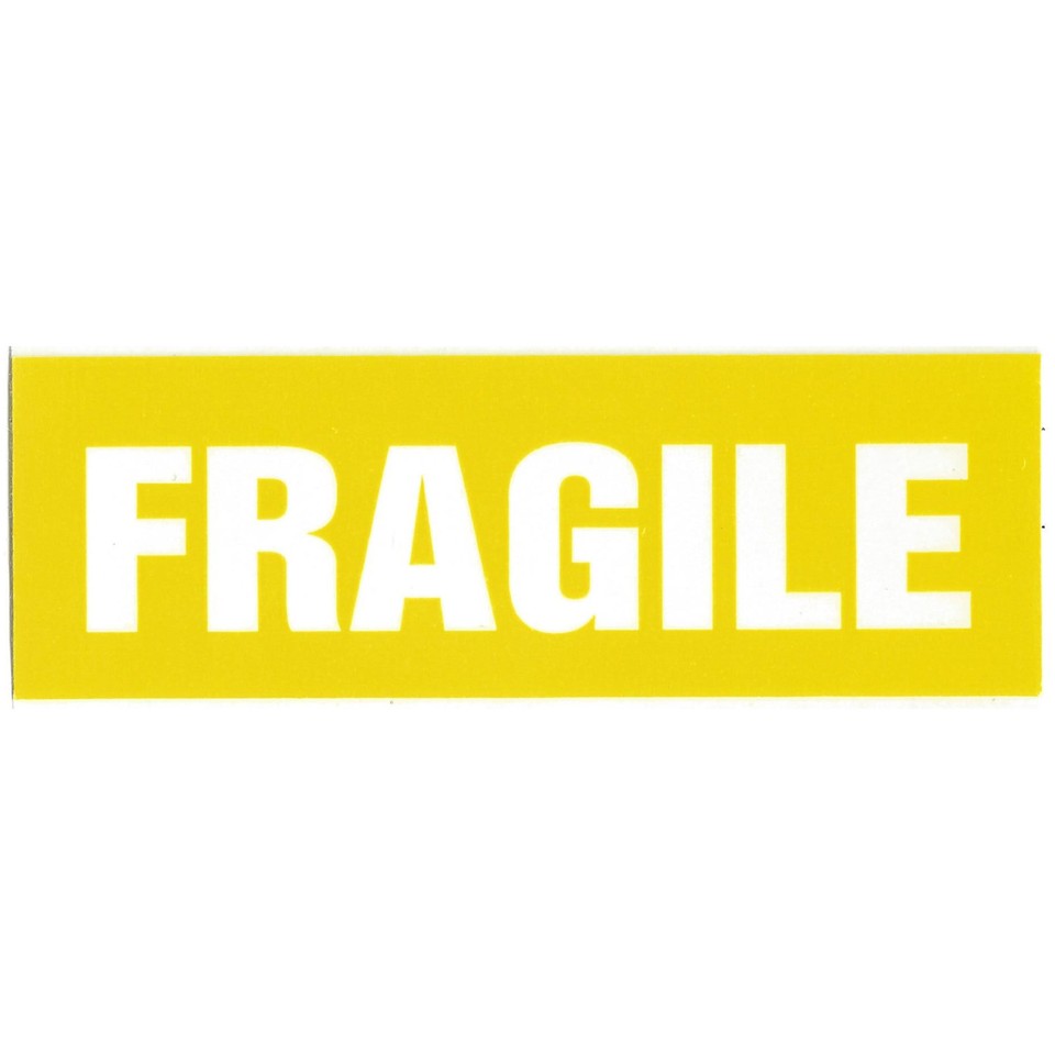 Yellow and White "Fragile" Sticker Label - 1" by 3" - 500 ct | eBay