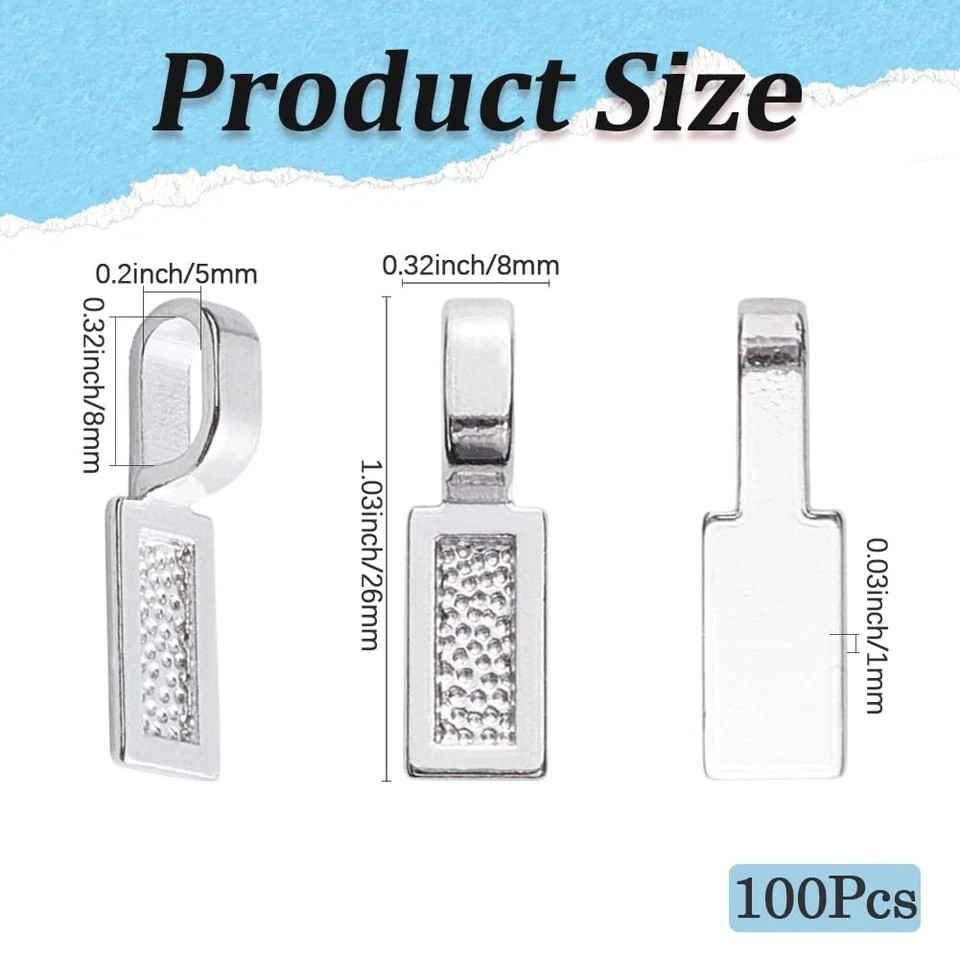 1 Box 100Pcs Glue on Jewelry Bails Flat Pad Pendant Bail Metal Alloy ...