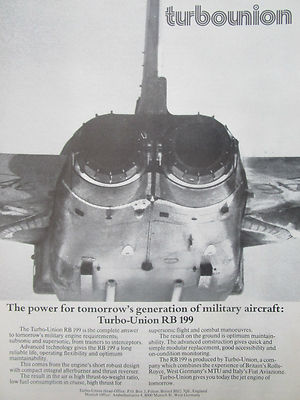 4/1977 PUB TURBO-UNION RB199 ENGINE TORNADO MOTEUR AVIATION ORIGINAL AD ...