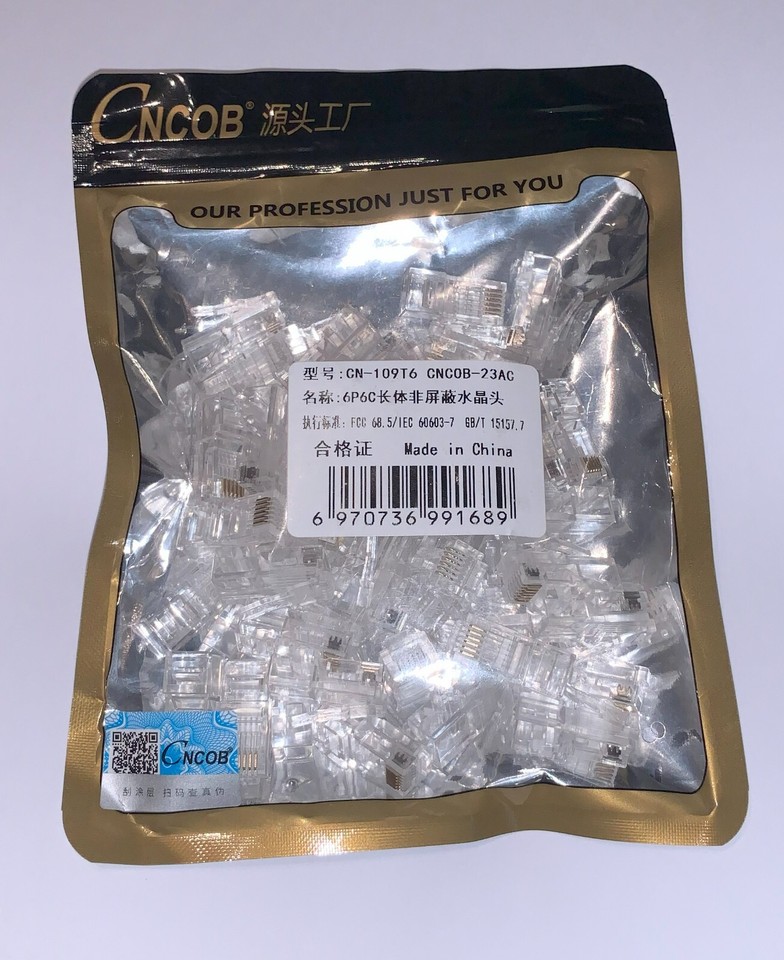 RJ12 6P6C Connectors100 Pieces Pack 6 Pin Telephone Line Cable Wire ...