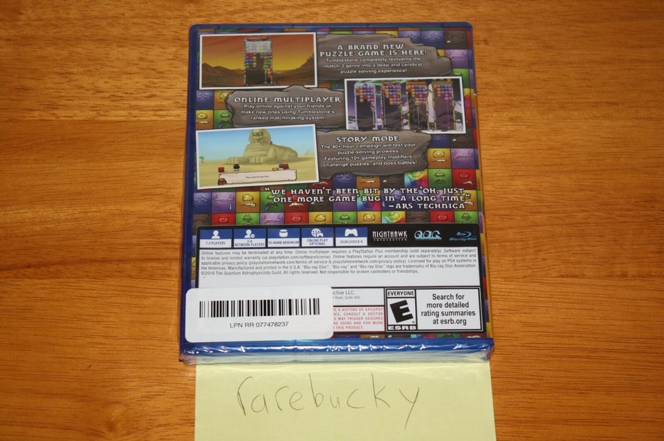 Tumblestone (Playstation 4 PS4) NEW SEALED MINT, RARE US NTSC VERSION ...