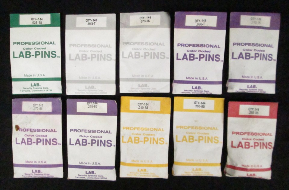 HUGE LOT - 10 Packets Professional Color Coded Lab-Pins for Lock Re ...