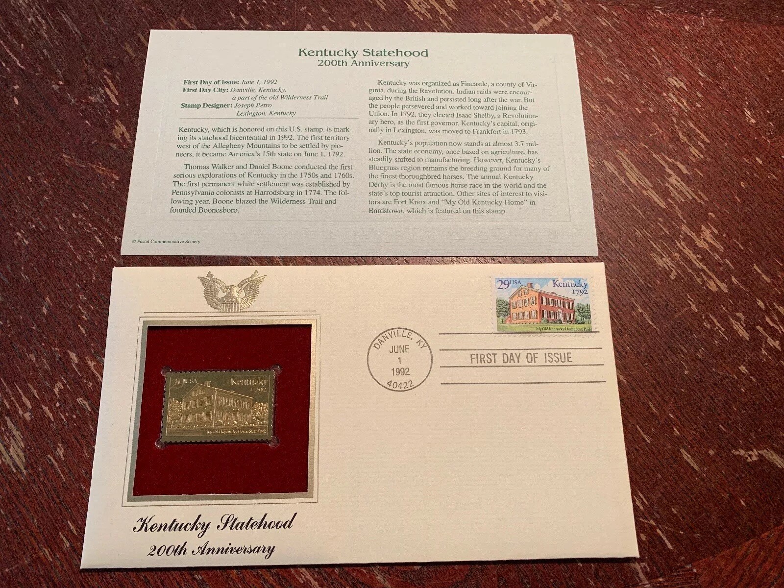 Kentucky Statehood 200th Anniversary Gold Stamp First Day Issue PCS | eBay