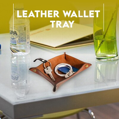 Genuine Leather Valet Tray Desk Caddy Key Wallet Tray Jewelry Catchall ...