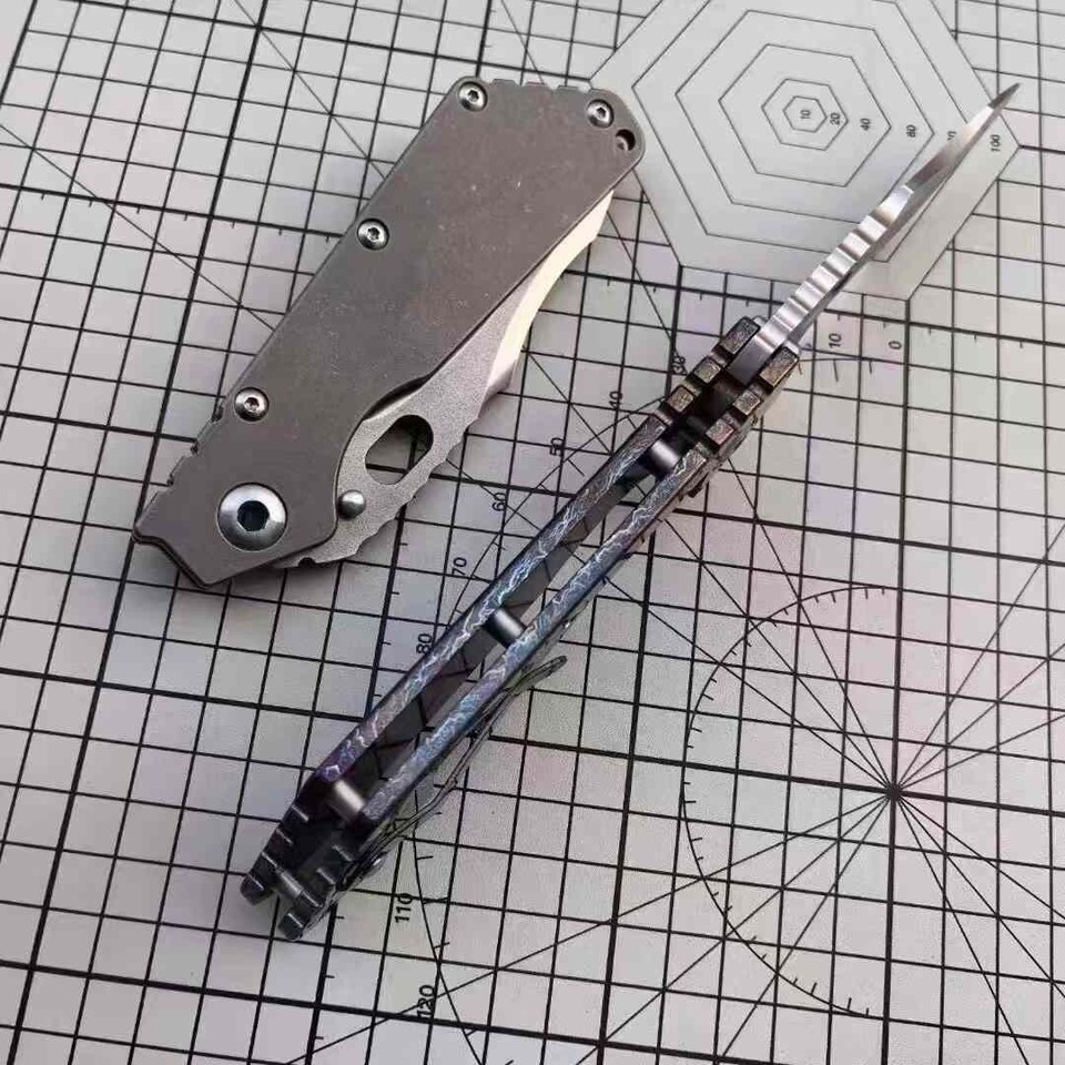 9'' New SMF VG10 Steels Blade Titanium Handle Tactics Folding Pocket ...
