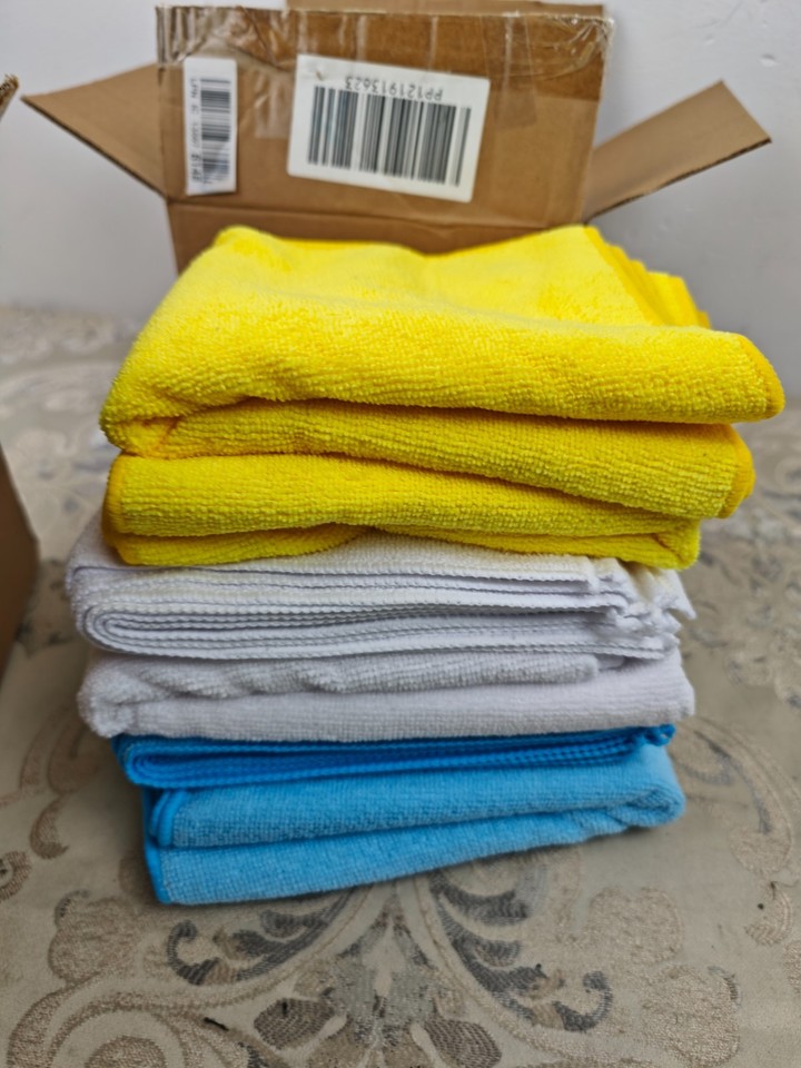 2x Amazon Basics Microfibre Cleaning Cloth, Pack of 24, Multi Colored ...