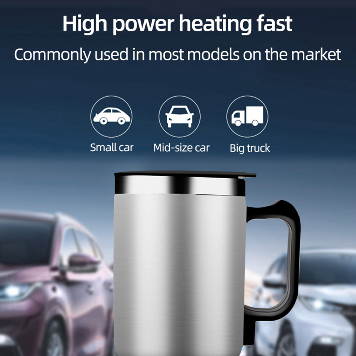 Car Heating Cup 500ml Car Heated Mug 12V 304 Stainless Steel Auto Truck ...