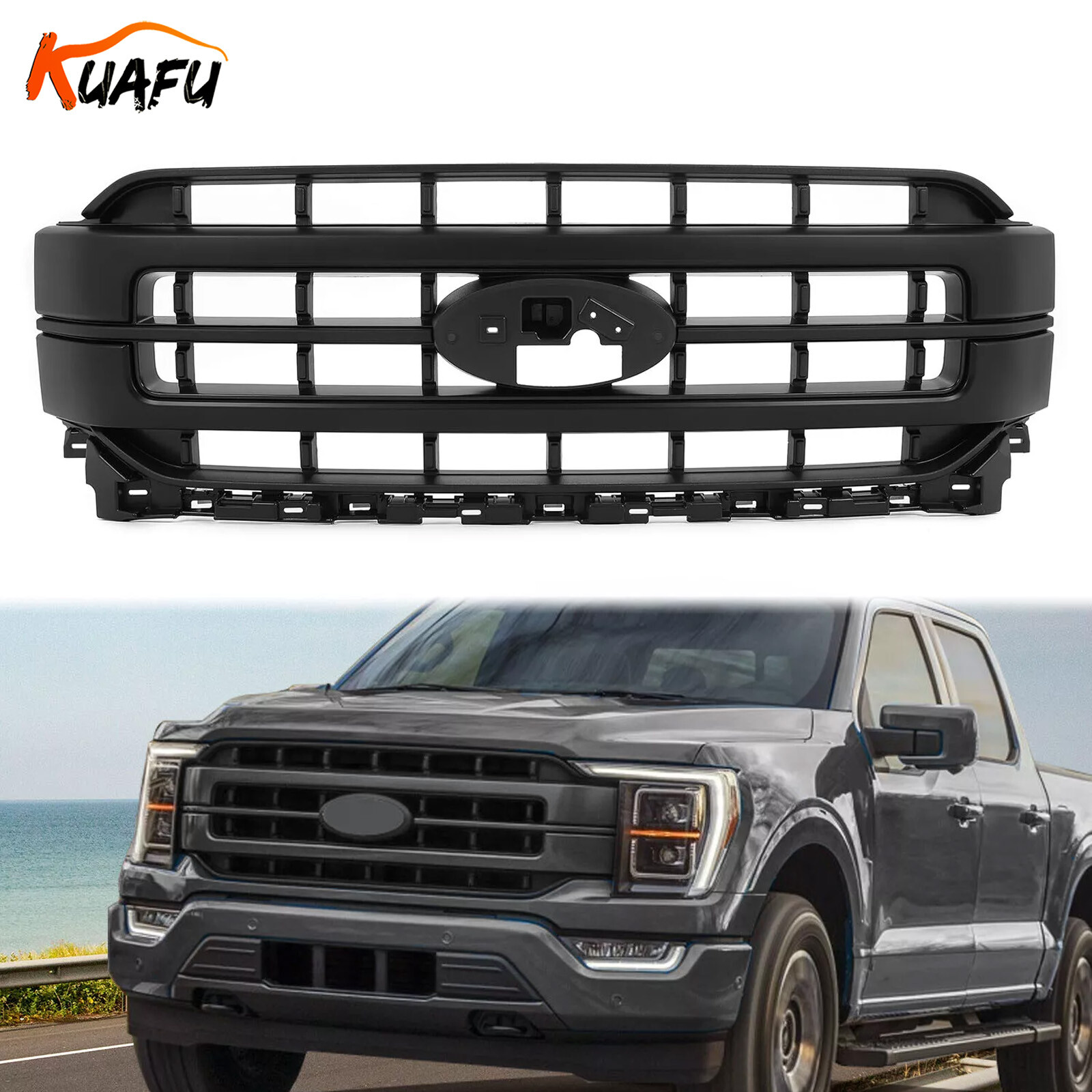 Front Upper Grill Grille Black For Ford F-150 2021 2022 2023 Lariat ...
