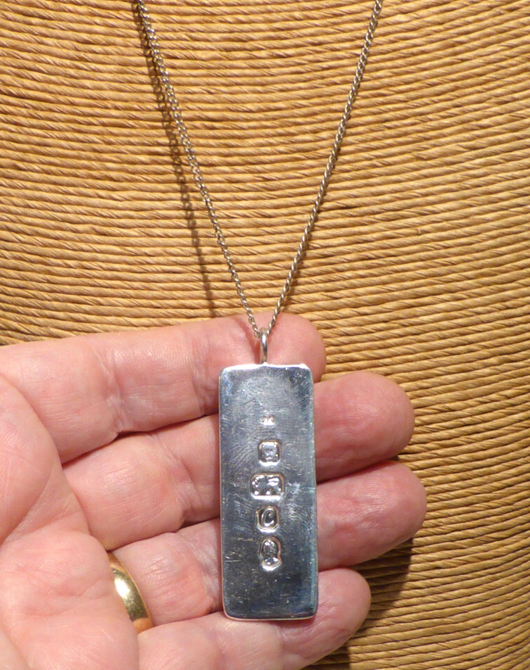 Solid Silver Ingot Pendant Necklace 30g UK Hallmark 1… - Gem