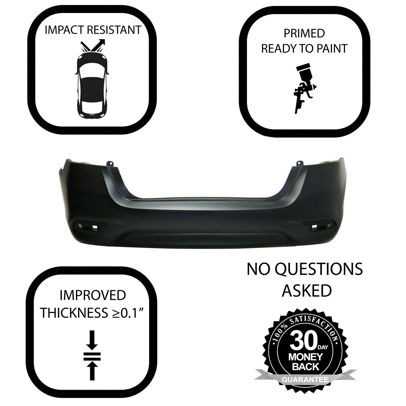 Rear Bumper Cover for 2016-2018 Nissan Sentra S SL SV 850223YU0J ...