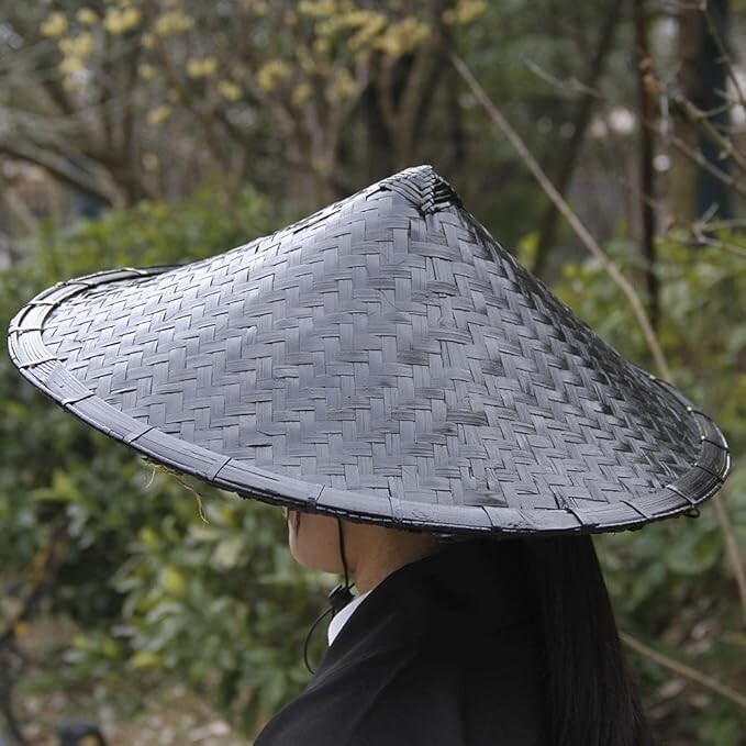 Black Bamboo Hat Samurai Hat Cosplay Japanese Hat Volcano Cone Diameter ...