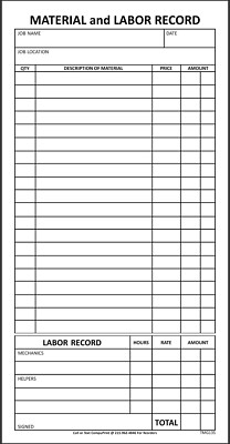 2000 Compact Material & Labor Records / 4.25 x 8.25 / Nebs Deluxe # 230 ...