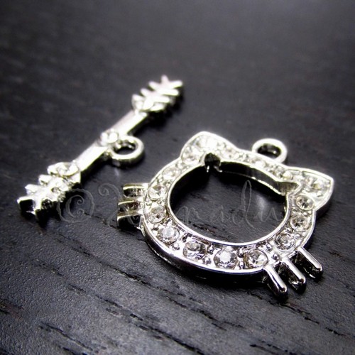 Cat And Fish Toggle Clasp Silver Plated Findings F9192 - 1, 2 Or 5 Sets ...