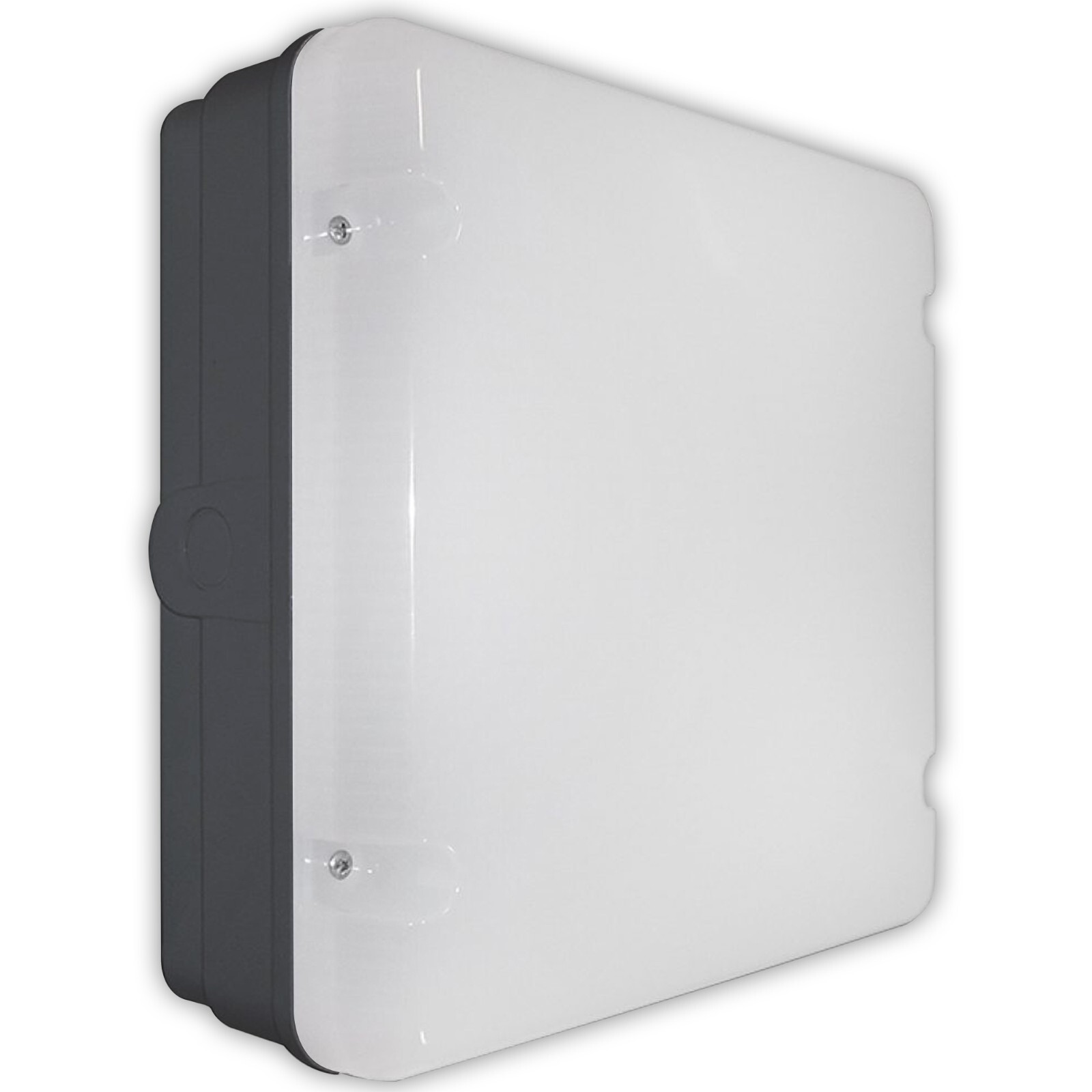 LED Wall Light Emergency 16 Watt LED Bulkhead Square Black Base ...